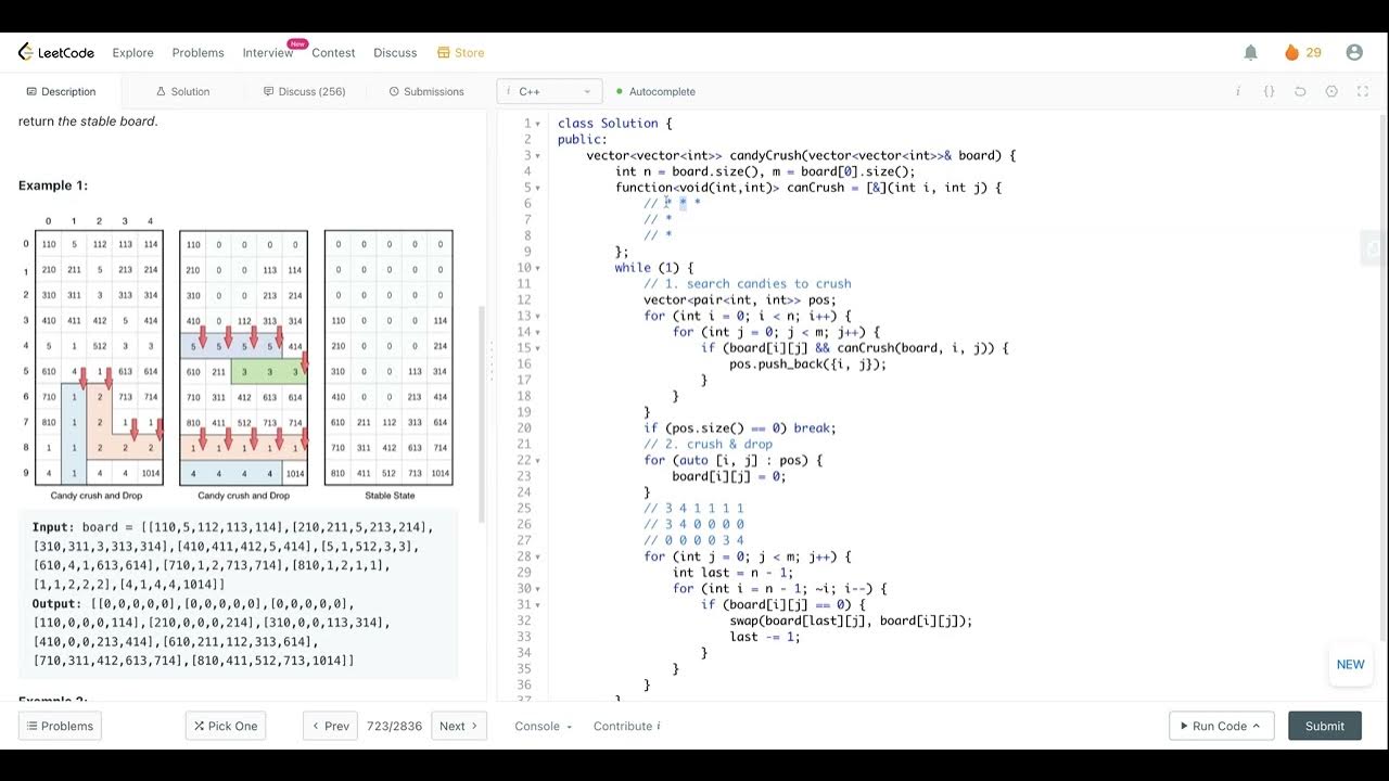 Leetcode August Premium 2023 Week 4 723 Candy Crush Youtube