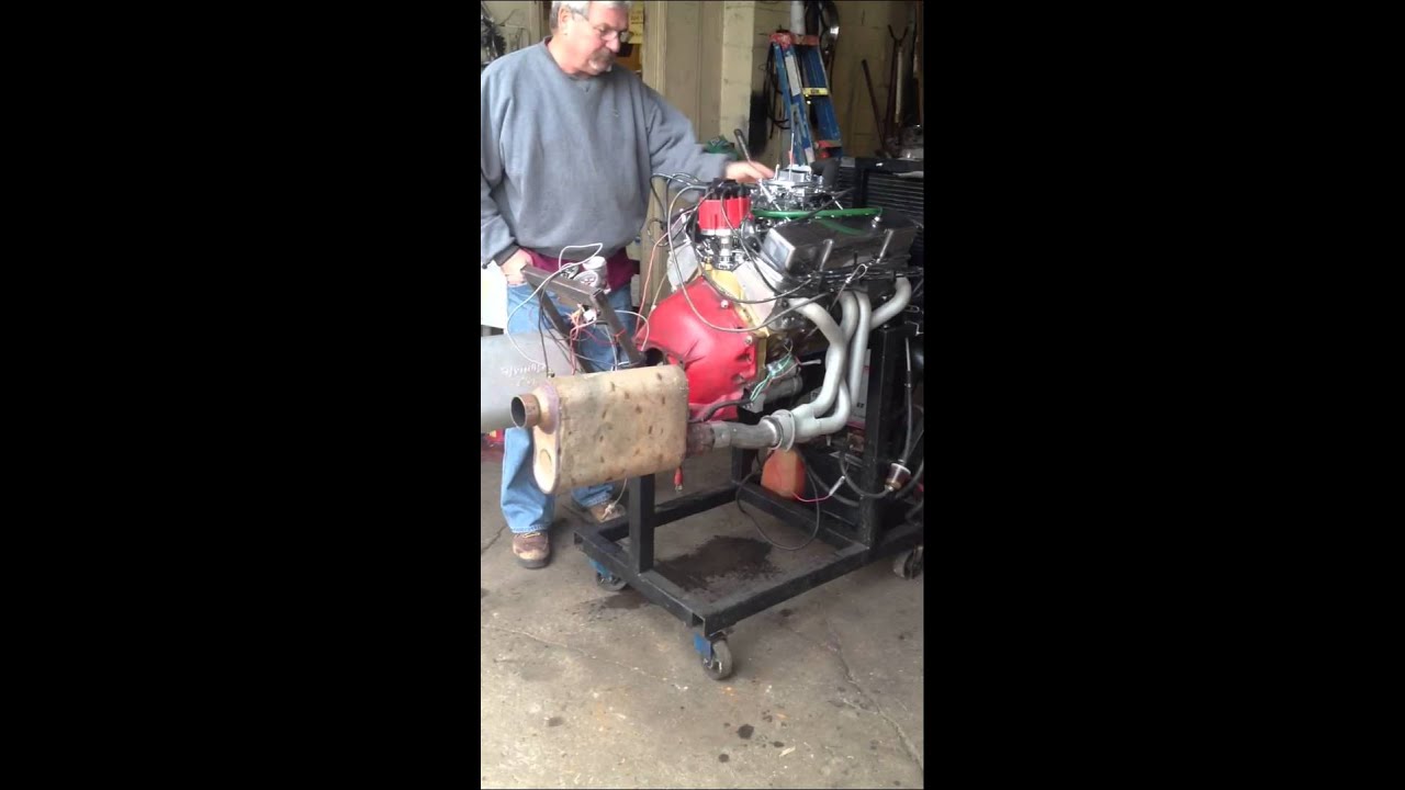 Upgraded to 383 stroker, eng. stand break in - YouTube
