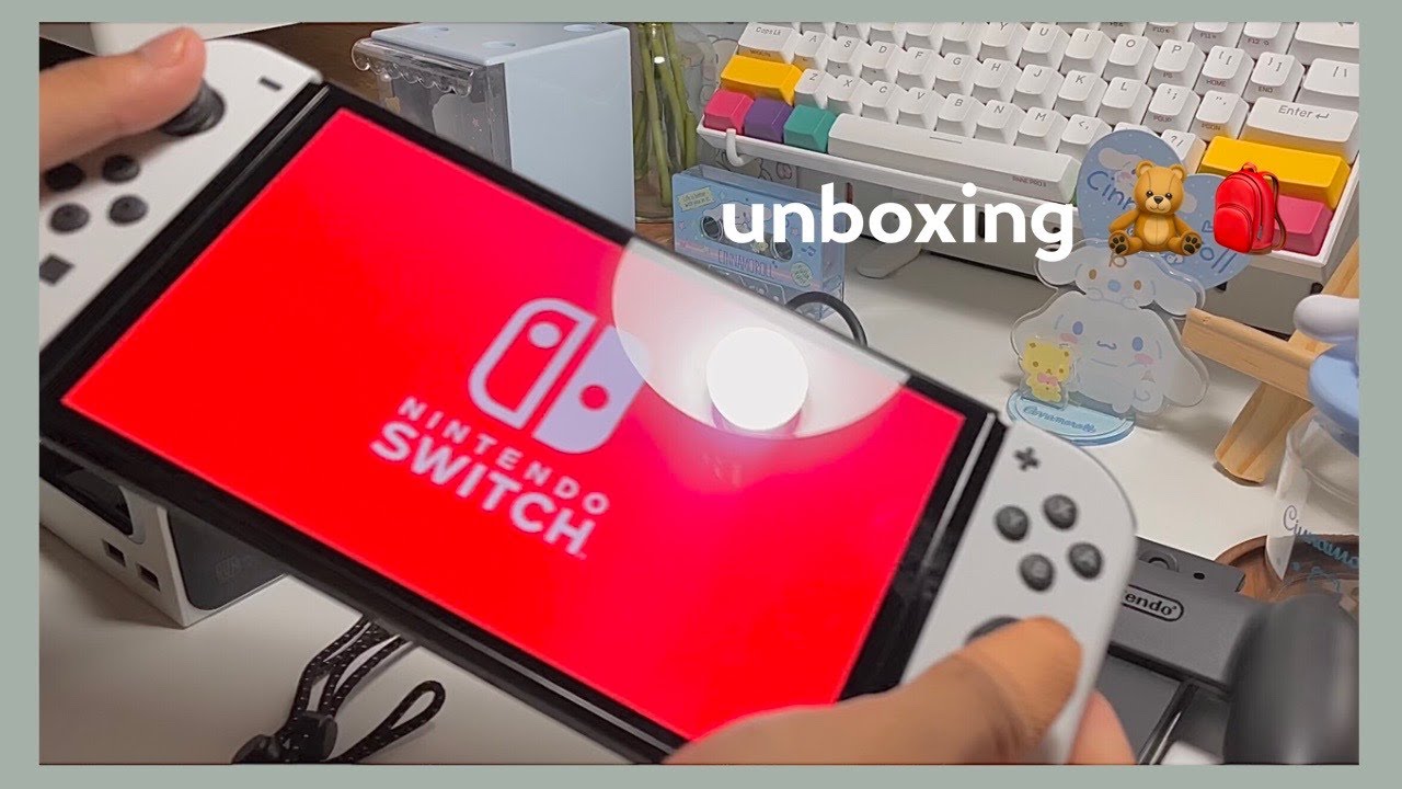 nintendo switch OLED unboxing (+ accessories and games) 🧸🎒 - YouTube