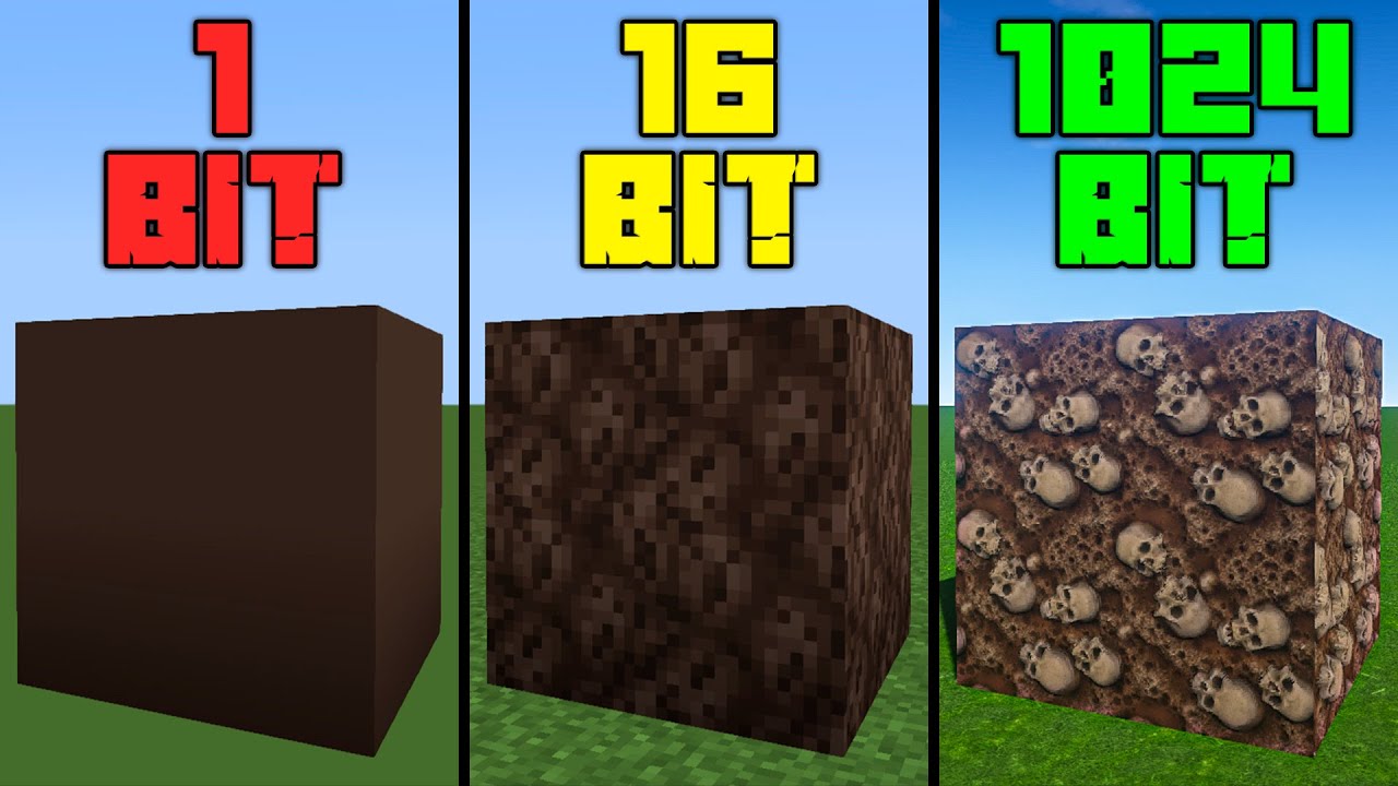 minecraft textures 1 bit vs 1024 bit - YouTube