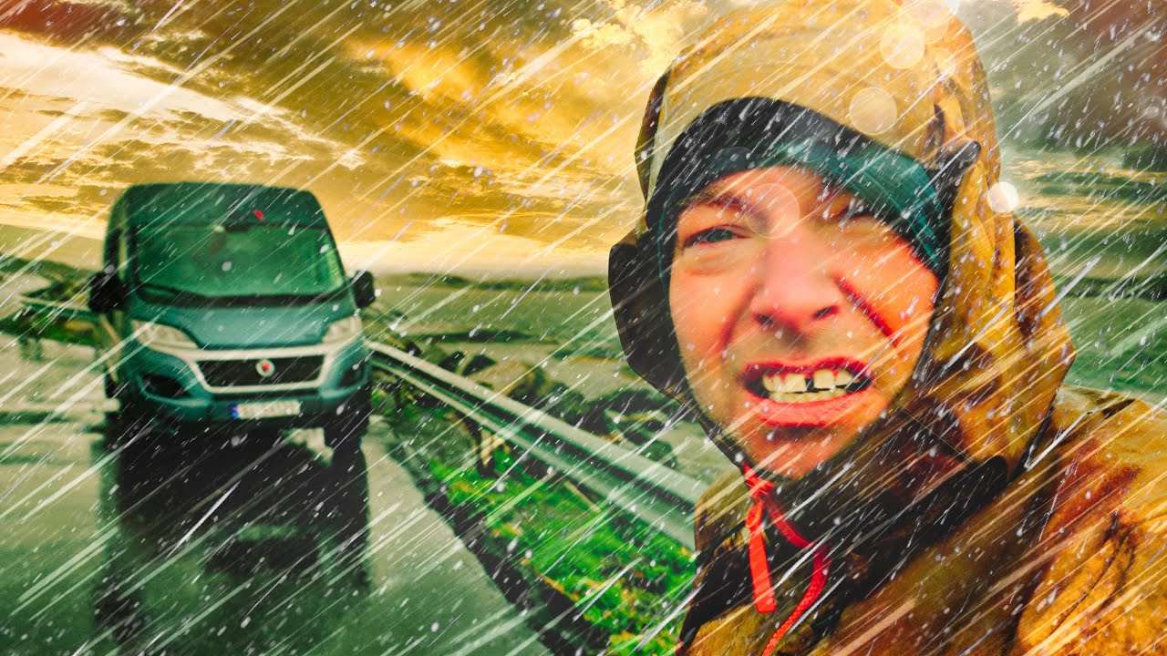 Cozy Van Life in Atlantic Ocean Storm - Heavy Rain & Bad Weather Solo ...