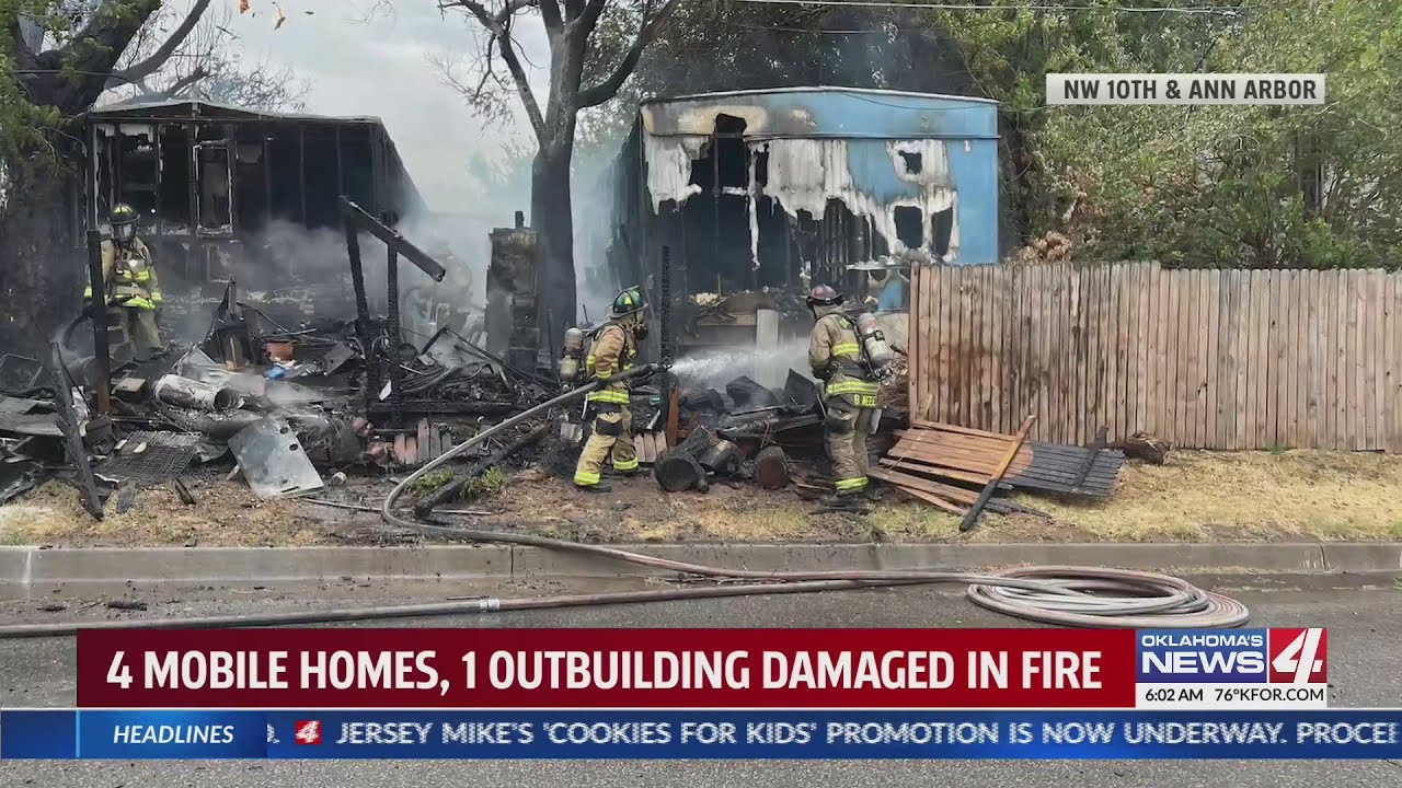 4 mobile homes damaged by fire - YouTube