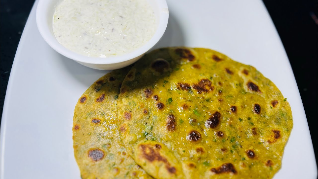 Methi paratha ! Raita ! Homemade methi ki roti ! Gol round roti chapati ...