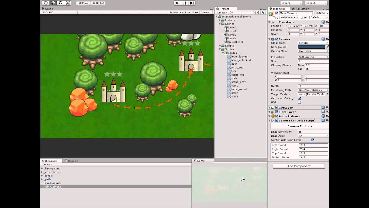 Interactive mobile level selection menu [Unity3d] - YouTube