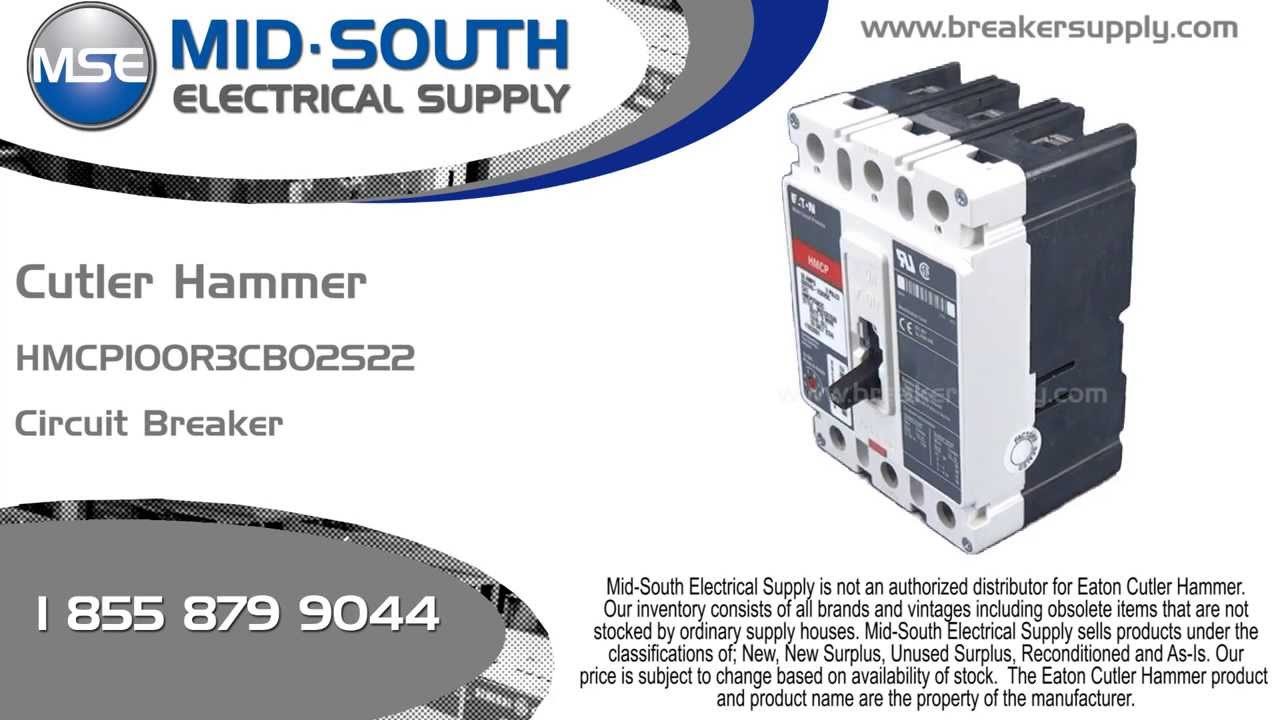 Eaton Cutler Hammer HMCP100R3CB02S22, 100 Amp, 600 Volt, 3 Pole Circuit ...