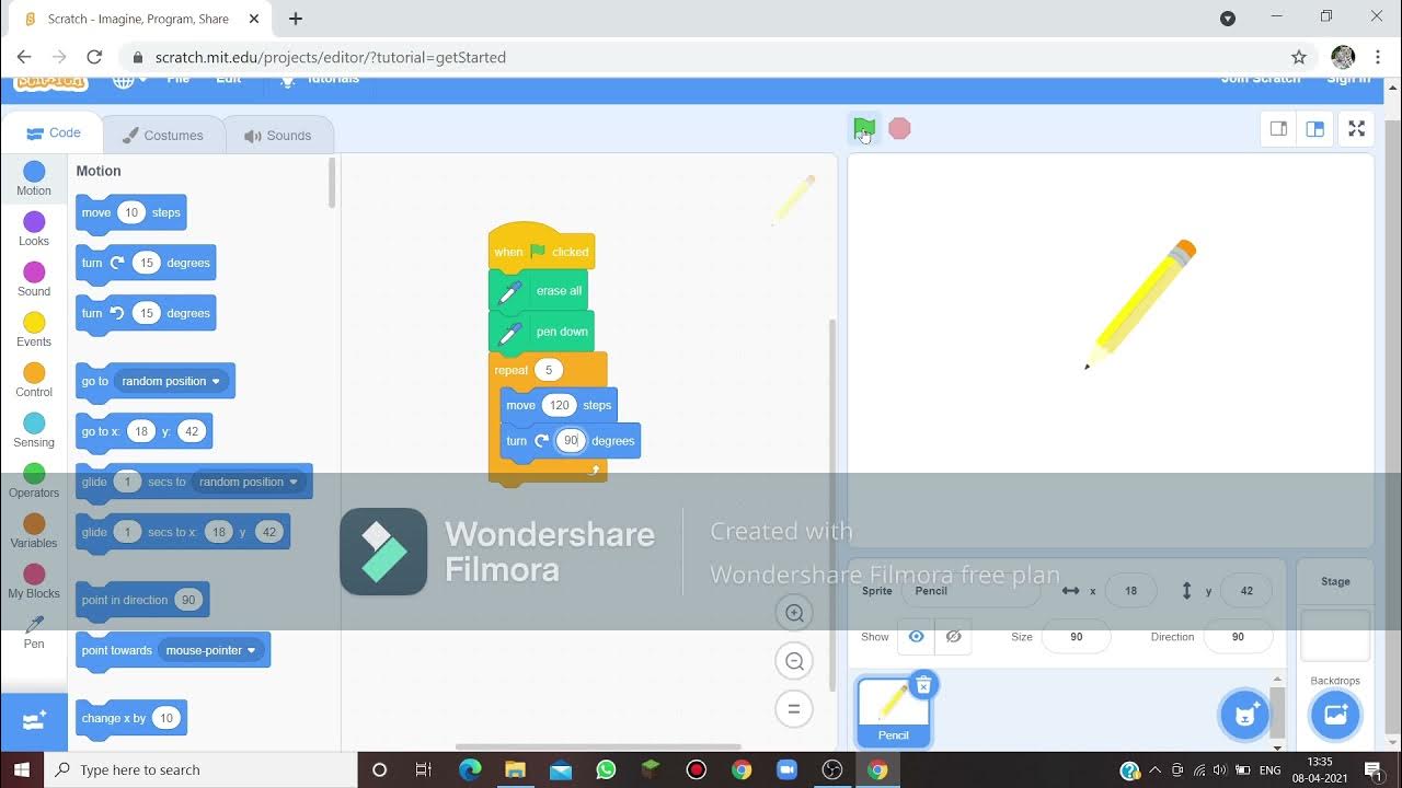 How to draw a Square in Scratch Program with multi colors - YouTube