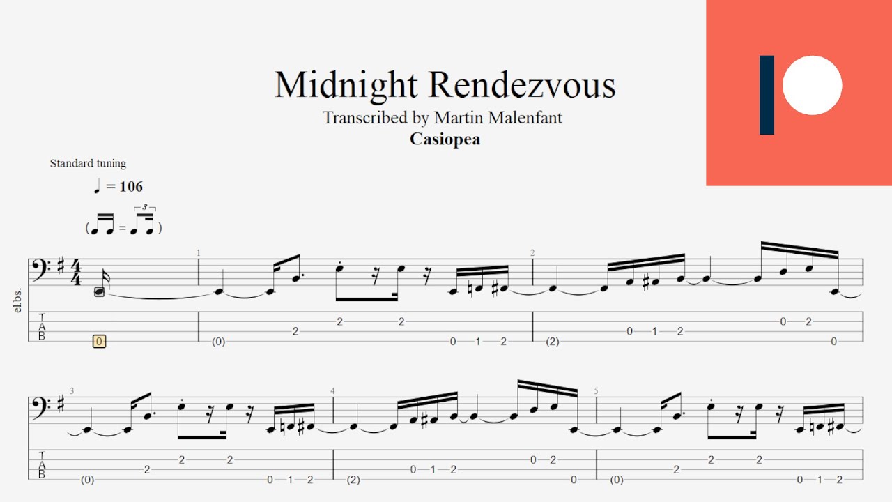 Casiopea - Midnight Rendezvous (bass tab) - YouTube