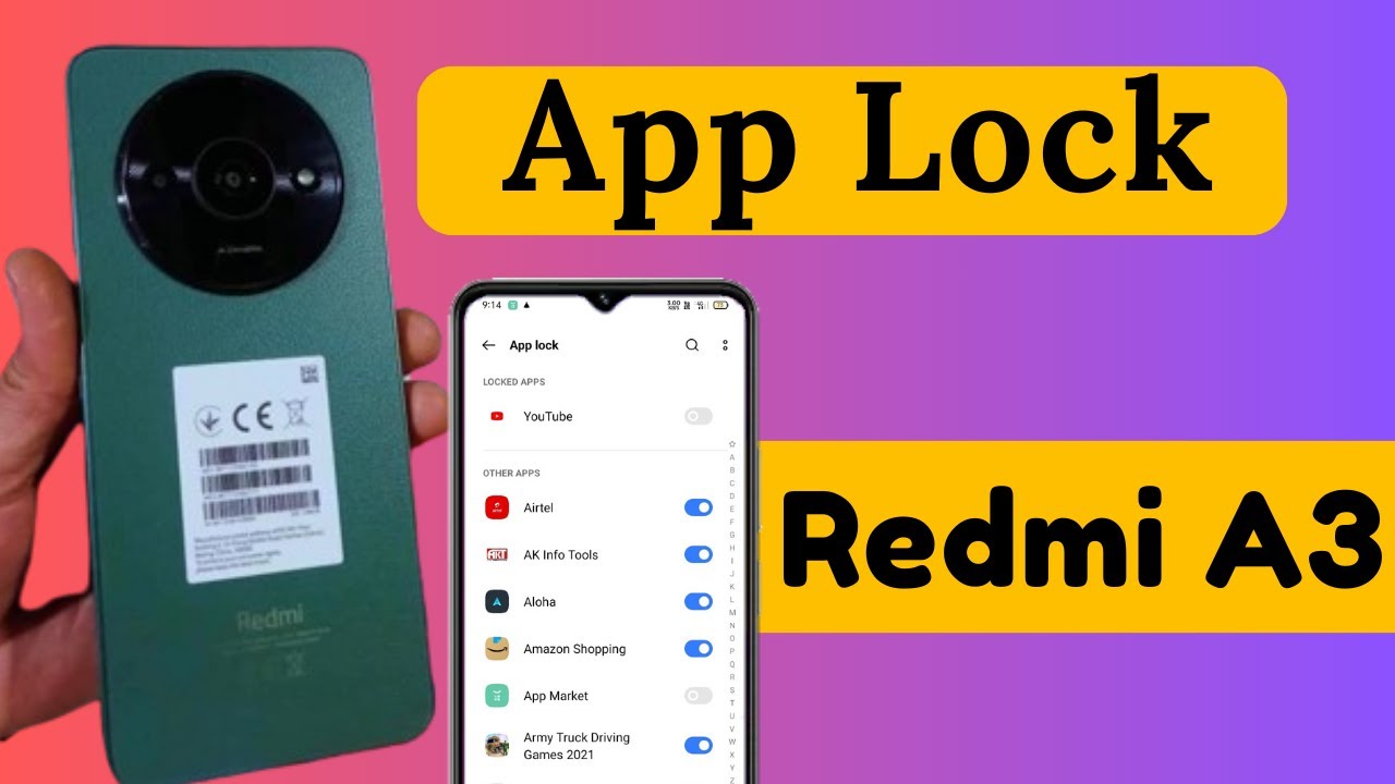 How to lock apps in Redmi a3 / Redmi a3 me app lock kaise kare/app lock ...