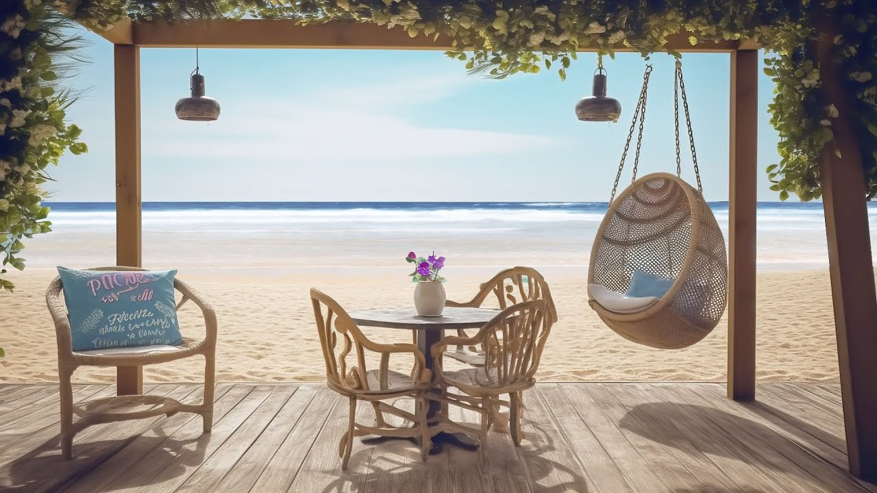 Morning Tropical Beach Cafe Ambience with Bossa Nova Music & Ocean Wave ...