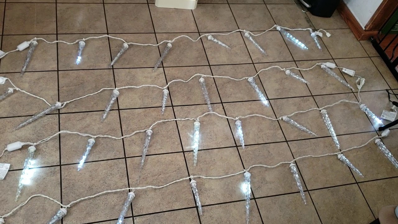 Gemmy brand dripping LED icicle lights - YouTube