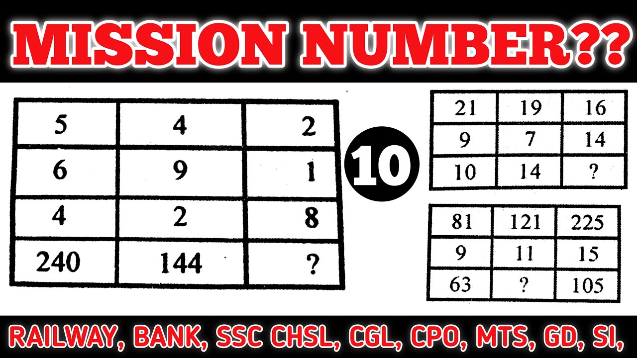 Missing Number | Part 10 | Reasoning tricks in hindi | Reasoning For SSC Exam | Find missing ...