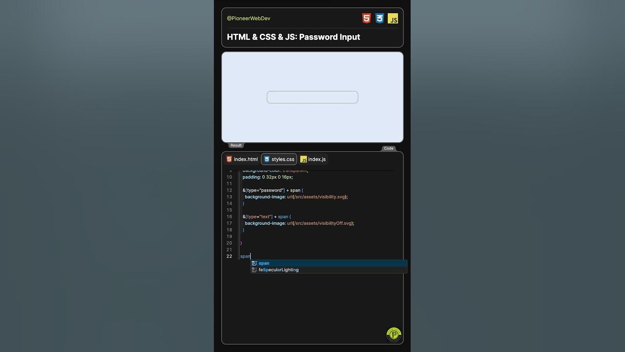 Html And Css And Js Password Input Quick Tutorial Tutorial Codewithme Css Html Javascript Web