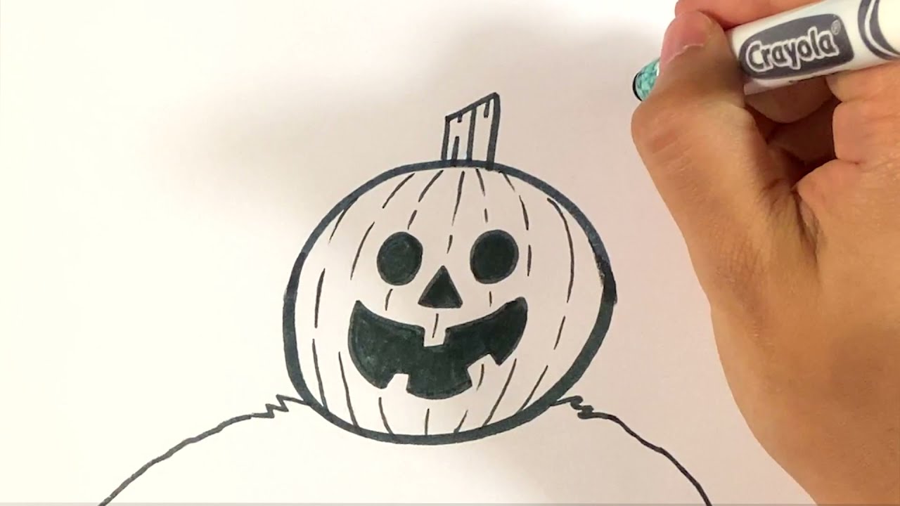 EASY How to Draw ROUND JACK O LANTERN - Halloween Drawings - YouTube