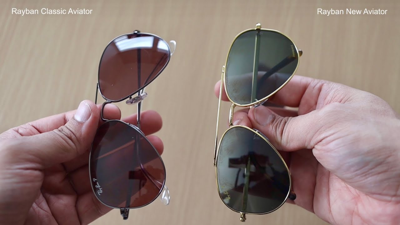Rayban classic aviator vs new aviator vs frank ii titanium. - YouTube