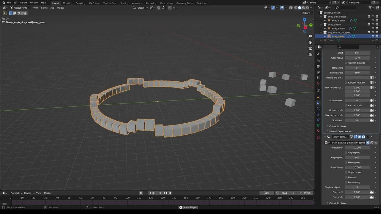 Blender geometry nodes circular array with displacement - YouTube