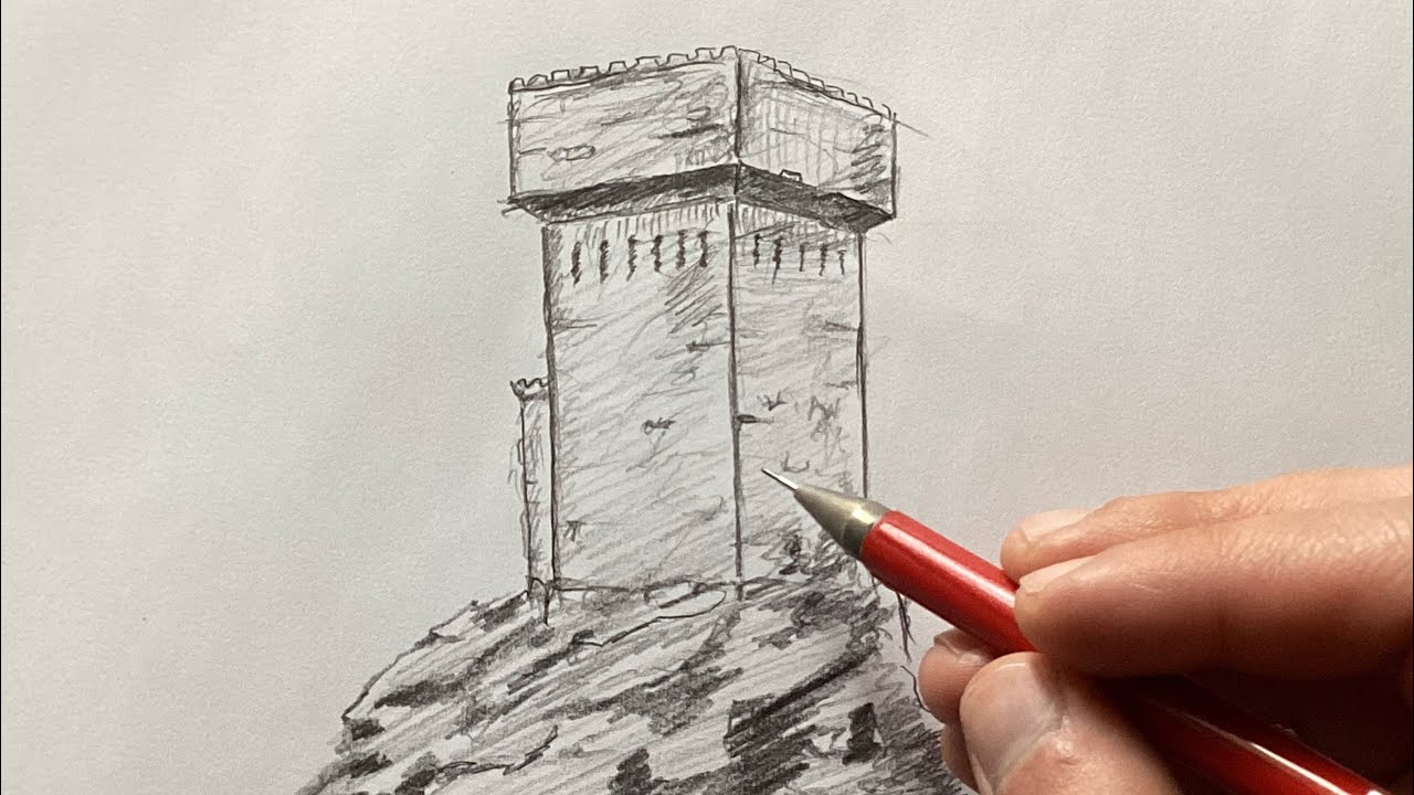 Drawing Castle. Asmr drawing sounds. No talking - YouTube