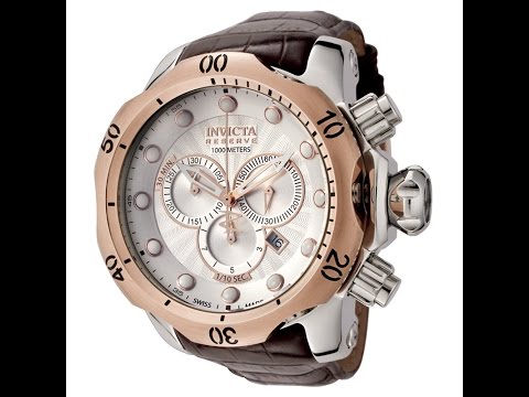 Invicta 0359 Men's Reserve Venom Brown Leather Strap Silver Dial Chronograph Watch Review Video