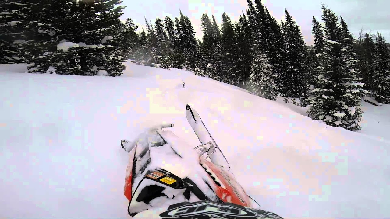 Snowmobile Hitting a Tree West Yellowstone GoPro - YouTube