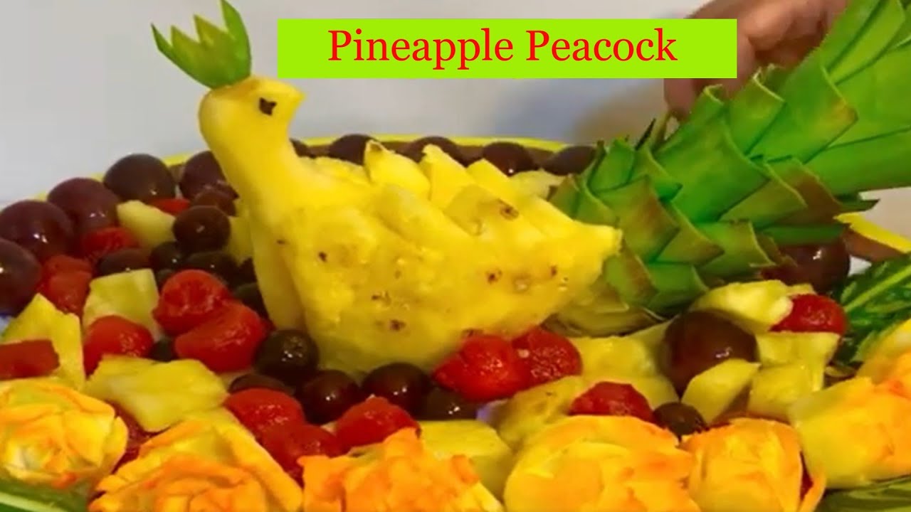 How to make a Peacock with pineapple _ Pineapple Peacock _ Fruit Carving - YouTube