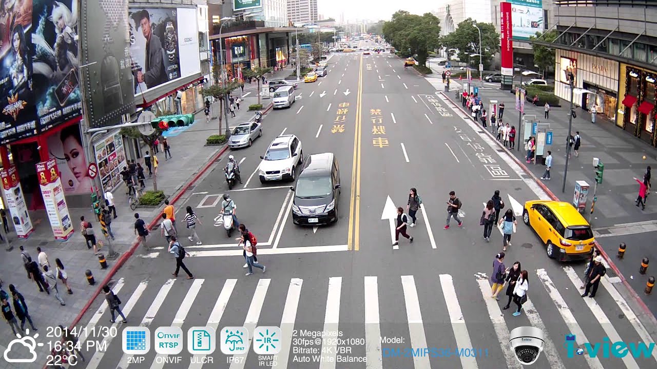 I-View 2 Megapixel IR Dome motorized lens camera video footage. - YouTube