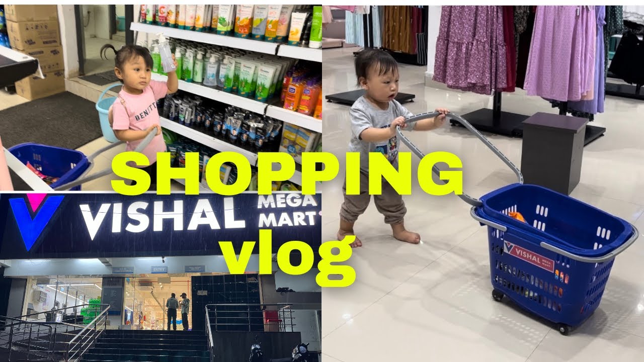 3yrs old EVA SHOPPING with BROTHER | VISHAL MEGA MART|ENJOYING MOMENT/ Nagakids - YouTube