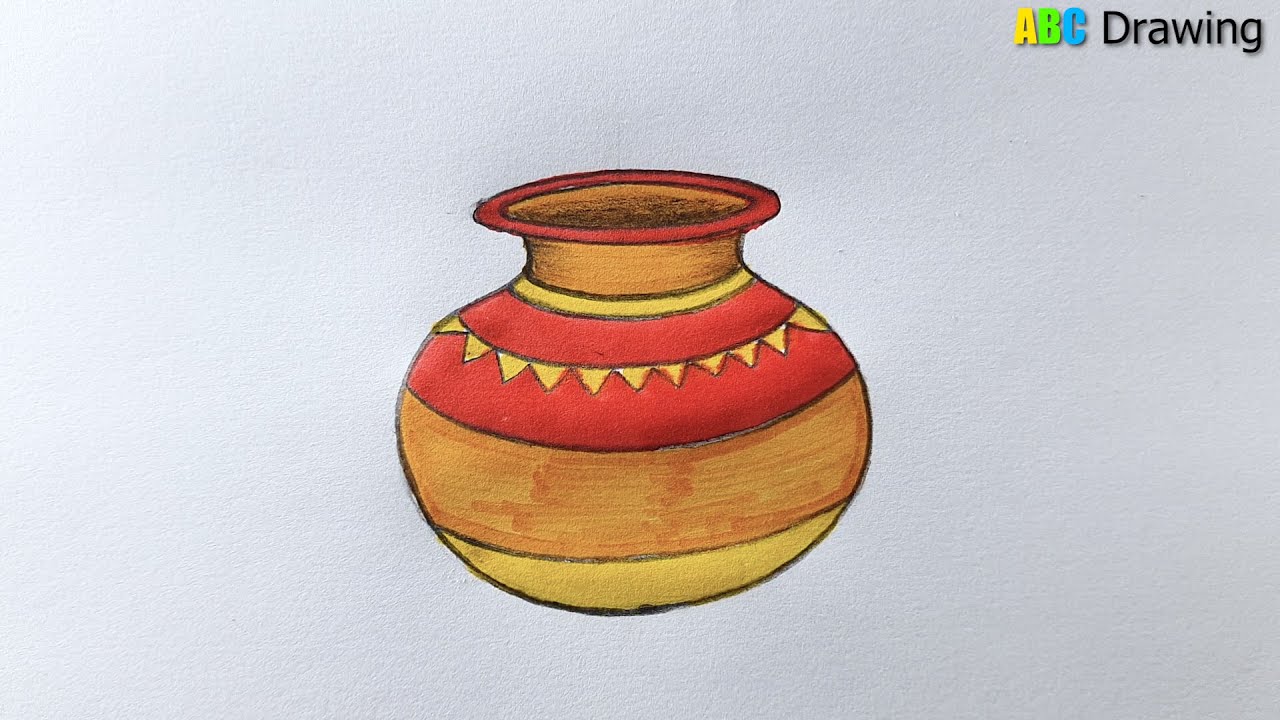 Clay Pot Drawing Easy | Matir Patil Drawing for Beginners Step by Step ...