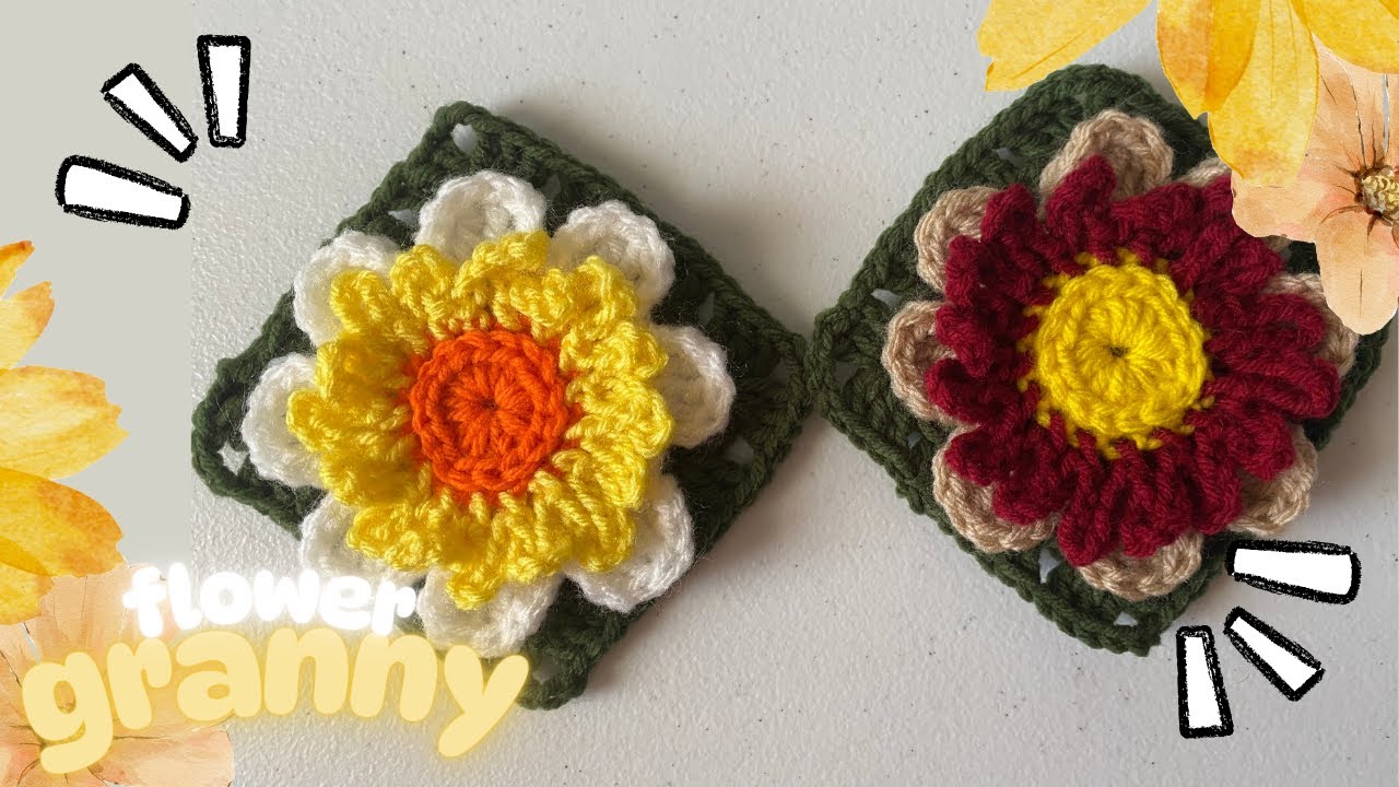 3D Flower Granny Square Tutorial | Step-by-step - YouTube