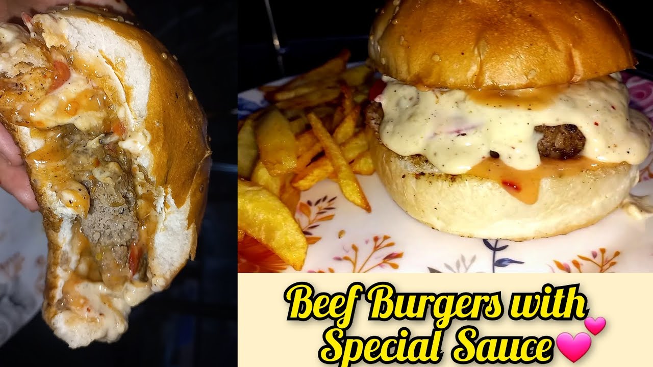 Juicy Beef Burger with Special Sauce || Beef Cheese Burgers || By Ruby ...