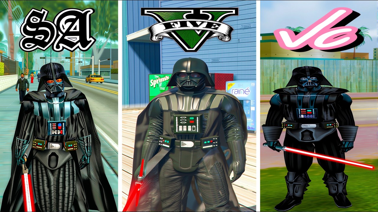 DARTH VADER (Star Wars) in GTA Games (VC, SA,IV, V) - YouTube