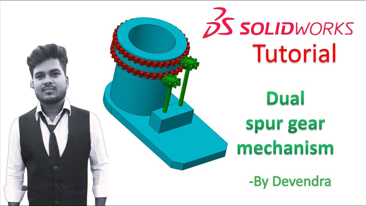 Solidworks Tutorial : How to make a dual spur gear mechanism ? || By ...