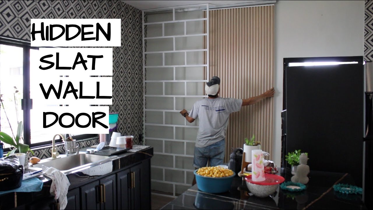 Making a Slat Feature Wall with Sliding Door | Hidden Door - YouTube