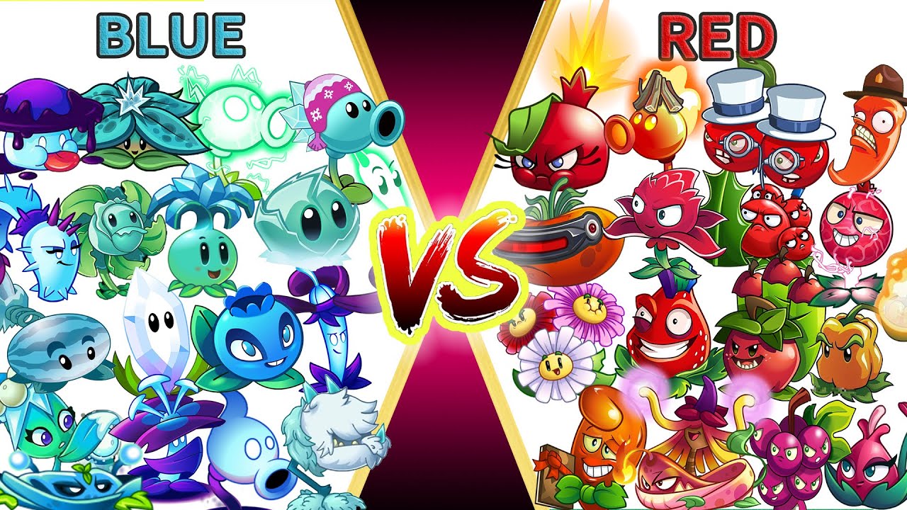 PvZ 2 Challenge - RED Plants vs BLUE Plants - Who Will Win ? - Plant vs ...