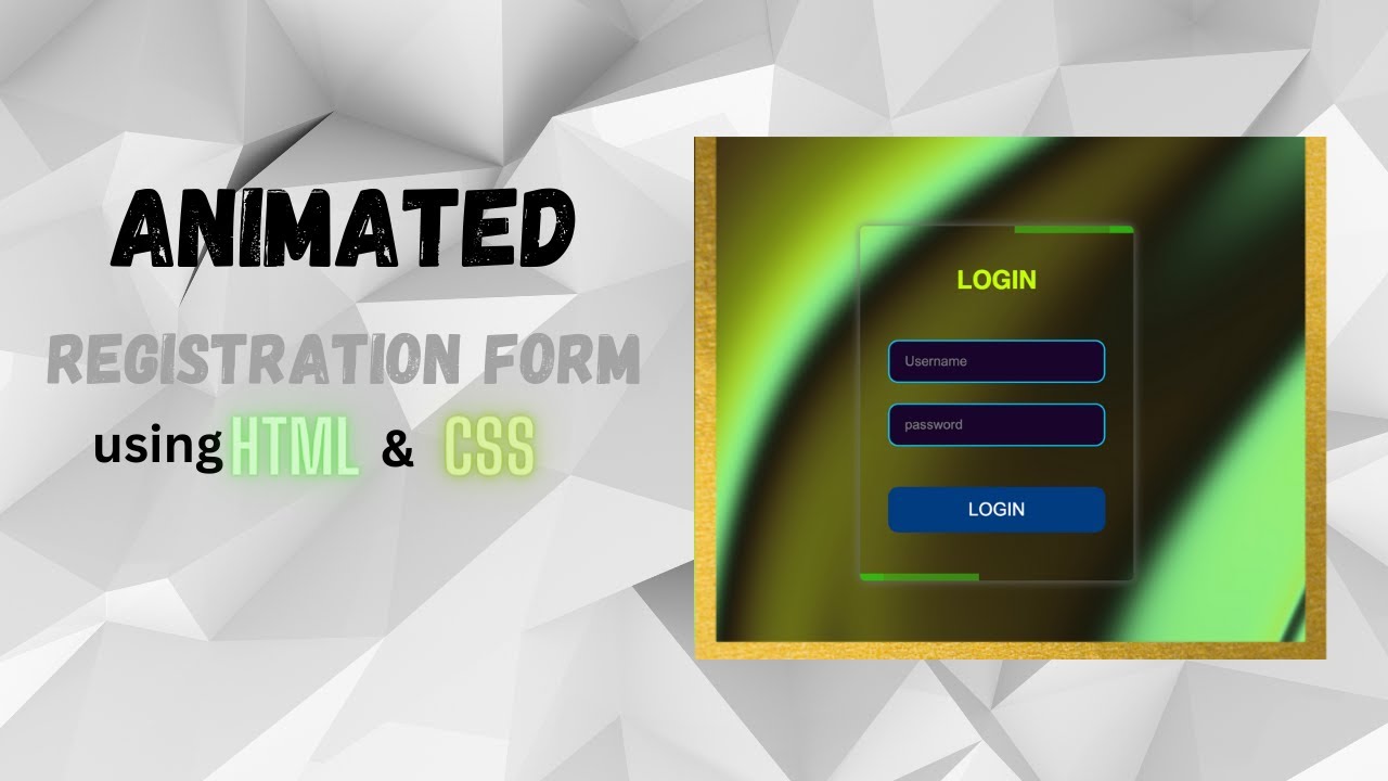 Animated Registration Form Using Html And Css Youtube