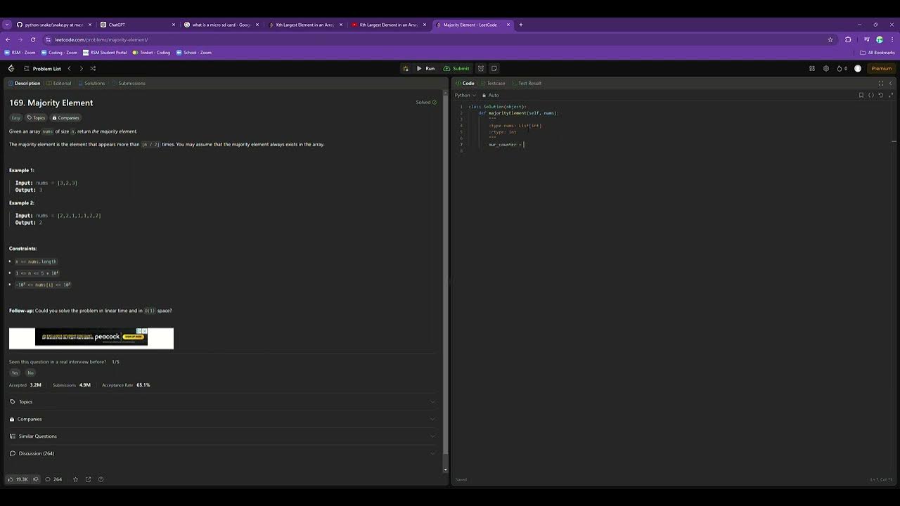 Leetcode 169 Majority Element Python Youtube