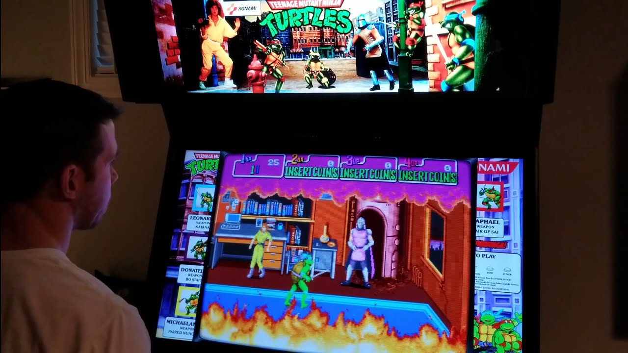 Teenage Mutant Ninja Turtles Arcade Cabinet MAME Playthrough w ...