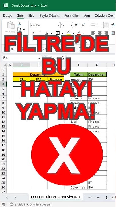 Microsft Excel'de FİLTRE İşlevi ile verileri Dinamik Olarak Filtreleme ...