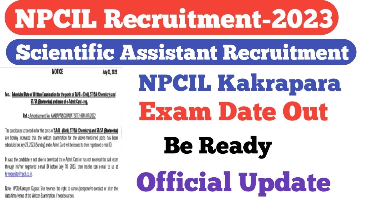 NPCIL Kakrapara Exam Date Out||Admit Card Soon||Official Update||NPCIL ...