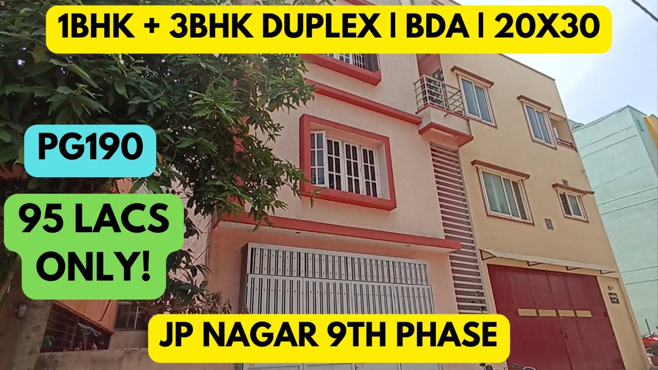 BDA House for Sale for 95L || JP Nagar 9th Phase | 20X30 BDA Site ...