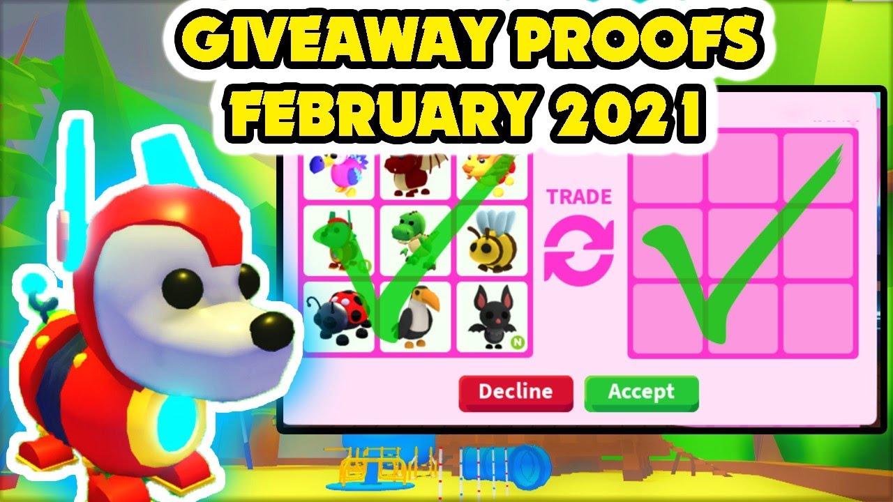 Giveaway Proofs February 2021 (Roblox Adopt Me) - YouTube