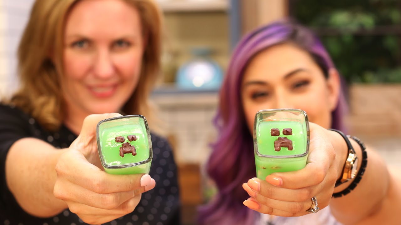 Minecraft Creeper Pudding Desserts - Quake n Bake - YouTube