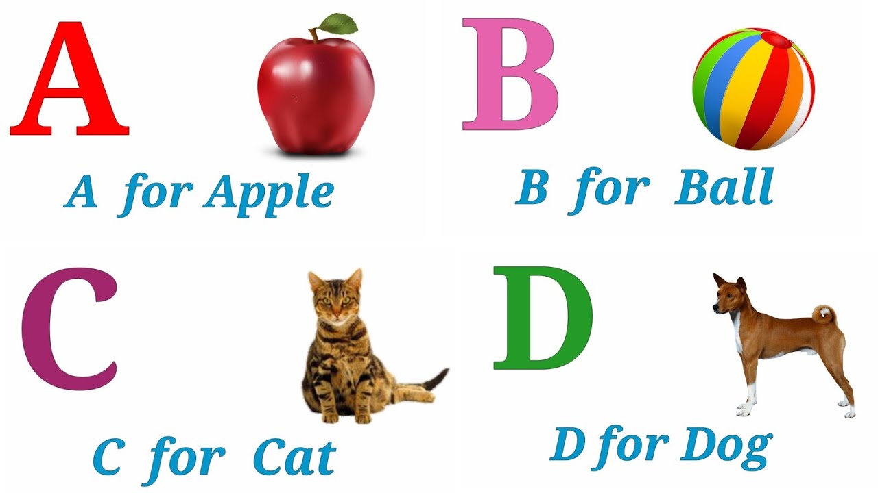 Learn A to Z Alphabet With Examples ABCD for kids, A for Apple, B for ...