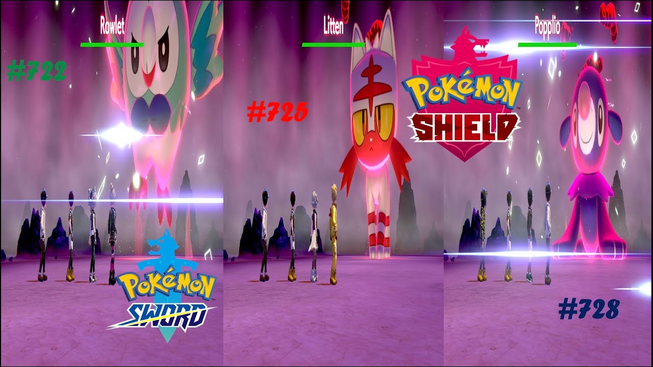Pokémon Shield - Shiny Dynamax Rowlet, Litten & Popplio Raids & Catches ...