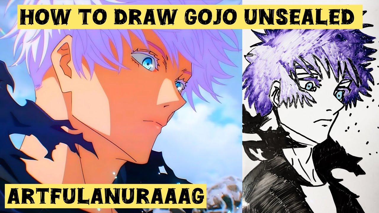 HOW TO DRAW GOJO UNSEALED | GOJO SATORU DRAWING | JUJUTSU KAISEN |JJK | WHITEBOARD ...