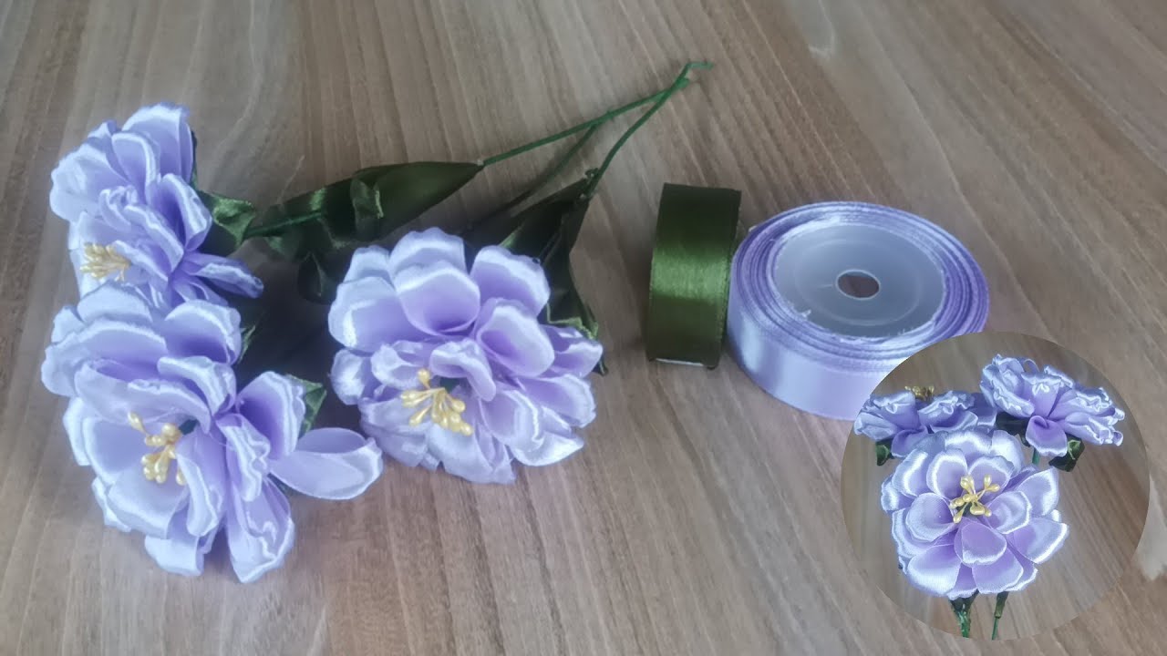 DIY//Cara Sederhana Membuat Bunga Dari Pita Satin - YouTube