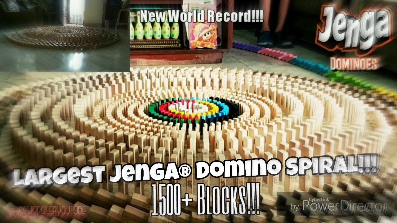LARGEST JENGA® DOMINO SPIRAL!!! NEW WORLD RECORD!!! (Full Widescreen ...