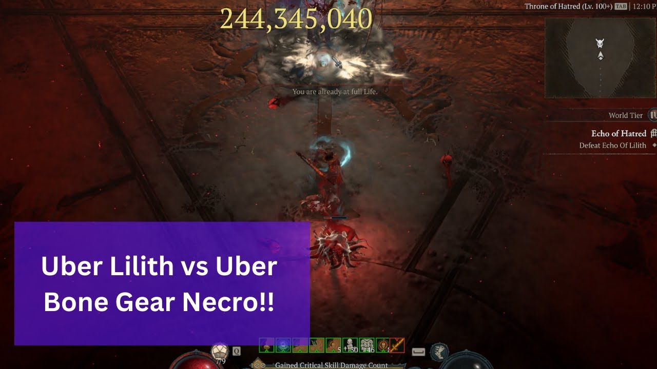 Uber Lilith vs Uber Bone Gear Necro (S1 Diablo 4) - YouTube