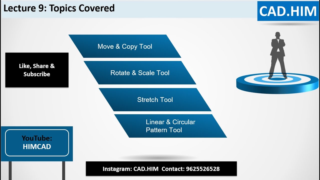 9. Move, Copy, Rotate, Scale & Stretch Tools. Linear and Circular ...