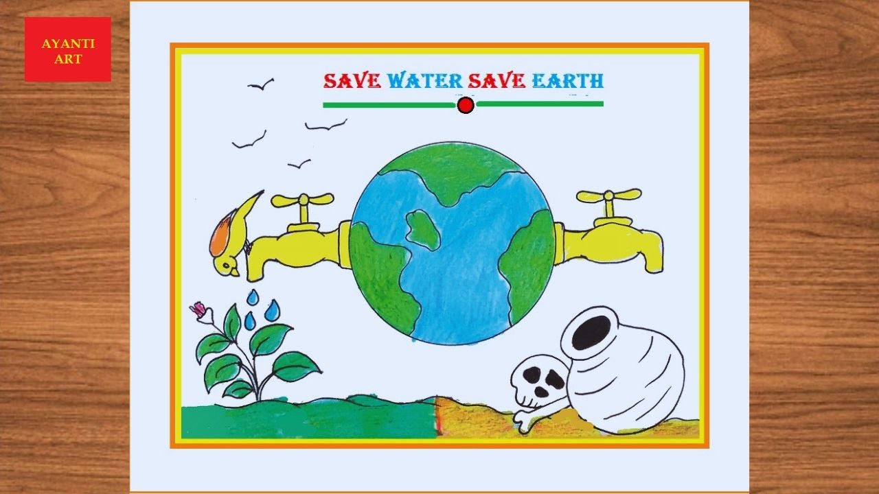 World Water Day Drawing || Save Water Save Life Drawing || Save Water ...