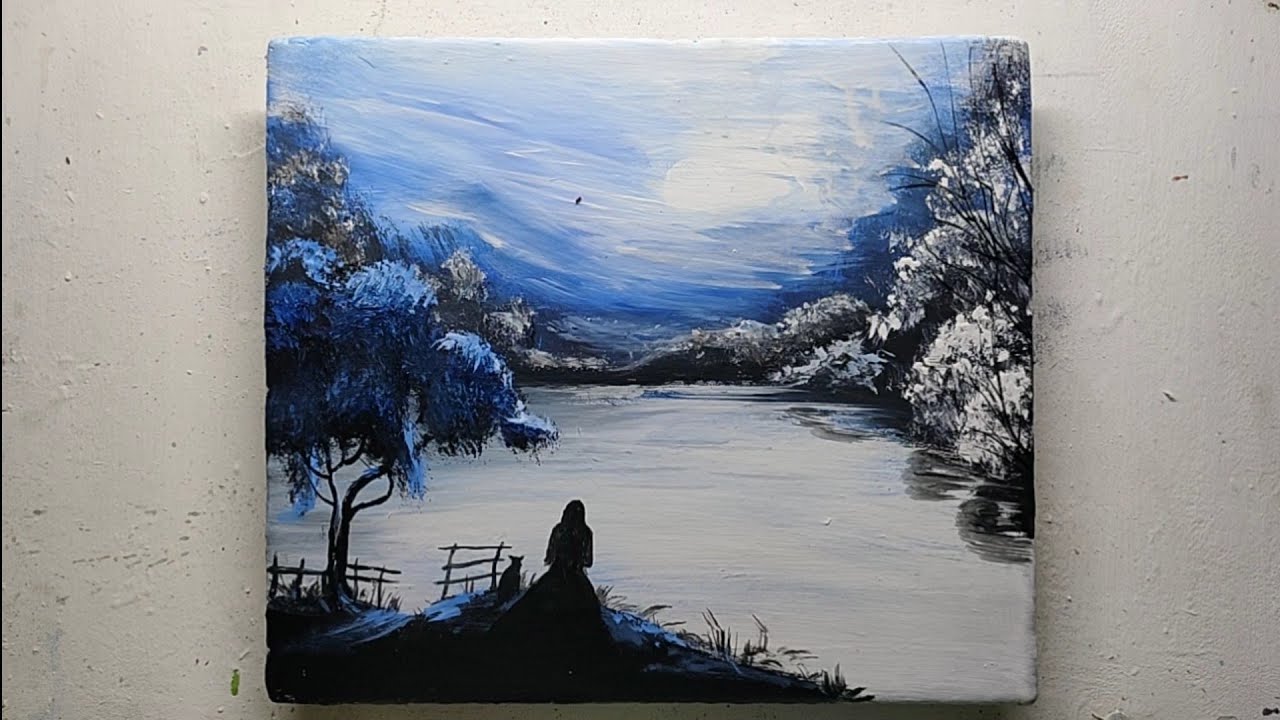 how to paint suba lake/ acrylic painting for beginners - YouTube