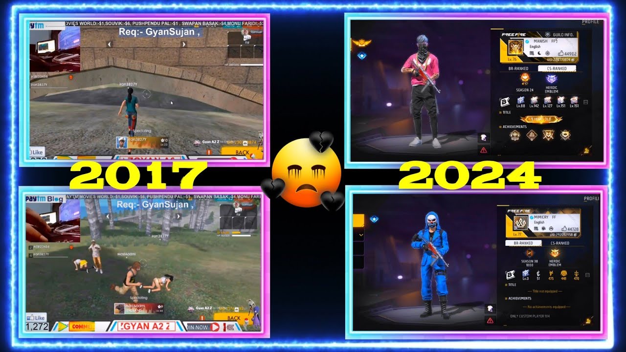 FREE FIRE OLD PLAYER 🥺 IN 2017 😭 OLD FREE FIRE MEMORIES 😔 WITH YOUTUBER ...